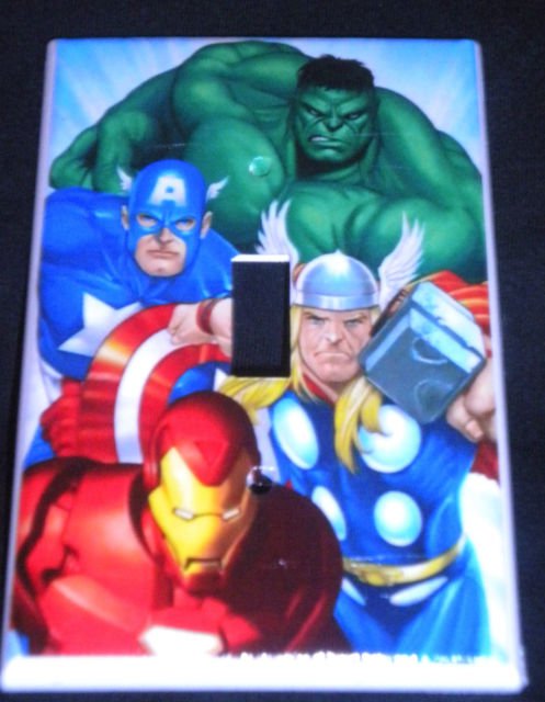 MARVEL AVENGERS LIGHT SWITCH COVER Capt America Thor Hulk Iron Man ...