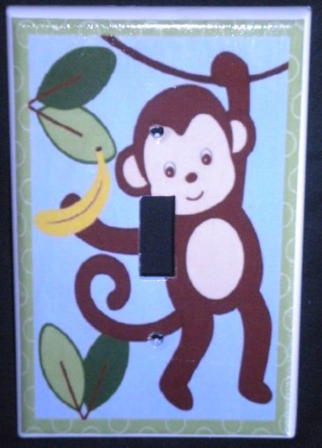 M is for MONKEY LIGHT SWITCH plate Monkey single switch plate Lambs & Ivy