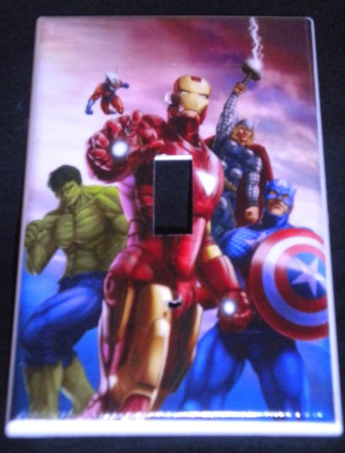 MARVEL AVENGERS LIGHT SWITCH COVER Single Switch Plate Capt America ...