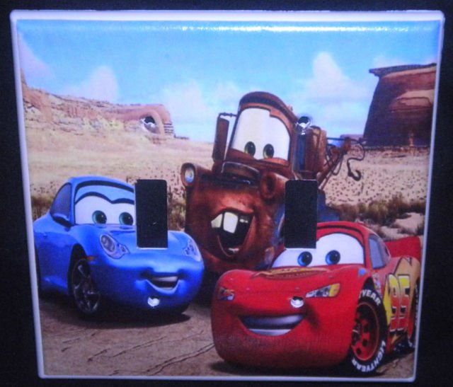 Disney Pixar CARS DOUBLE LIGHT SWITCH COVER *LOOK* Lightning McQueen Decor