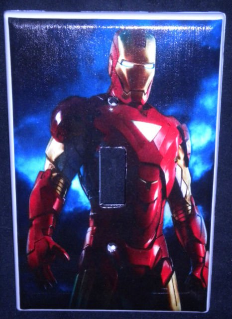 MARVEL IRON MAN LIGHT SWITCH COVER Single switch plate Room decor