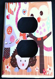 Circo LOVE and NATURE OWL OUTLET plate cover Owls outlet plate Yellow CUTE!