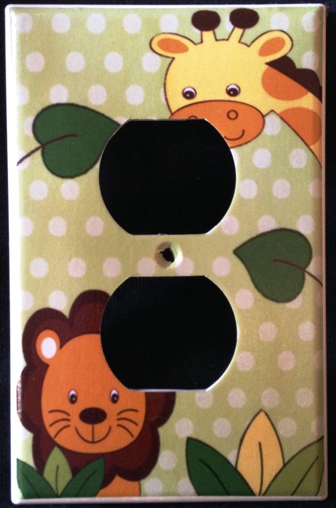 Jungle Safari Animals OUTLET plate Lion & Giraffe outlet plate cover CUTE