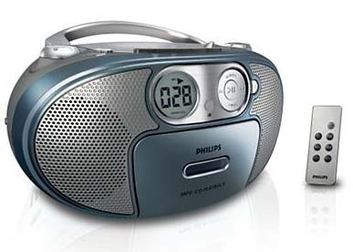 Philips AZ1047 MP3, CD Radio Cassette Player 110/220 Volt For Worldwide Use