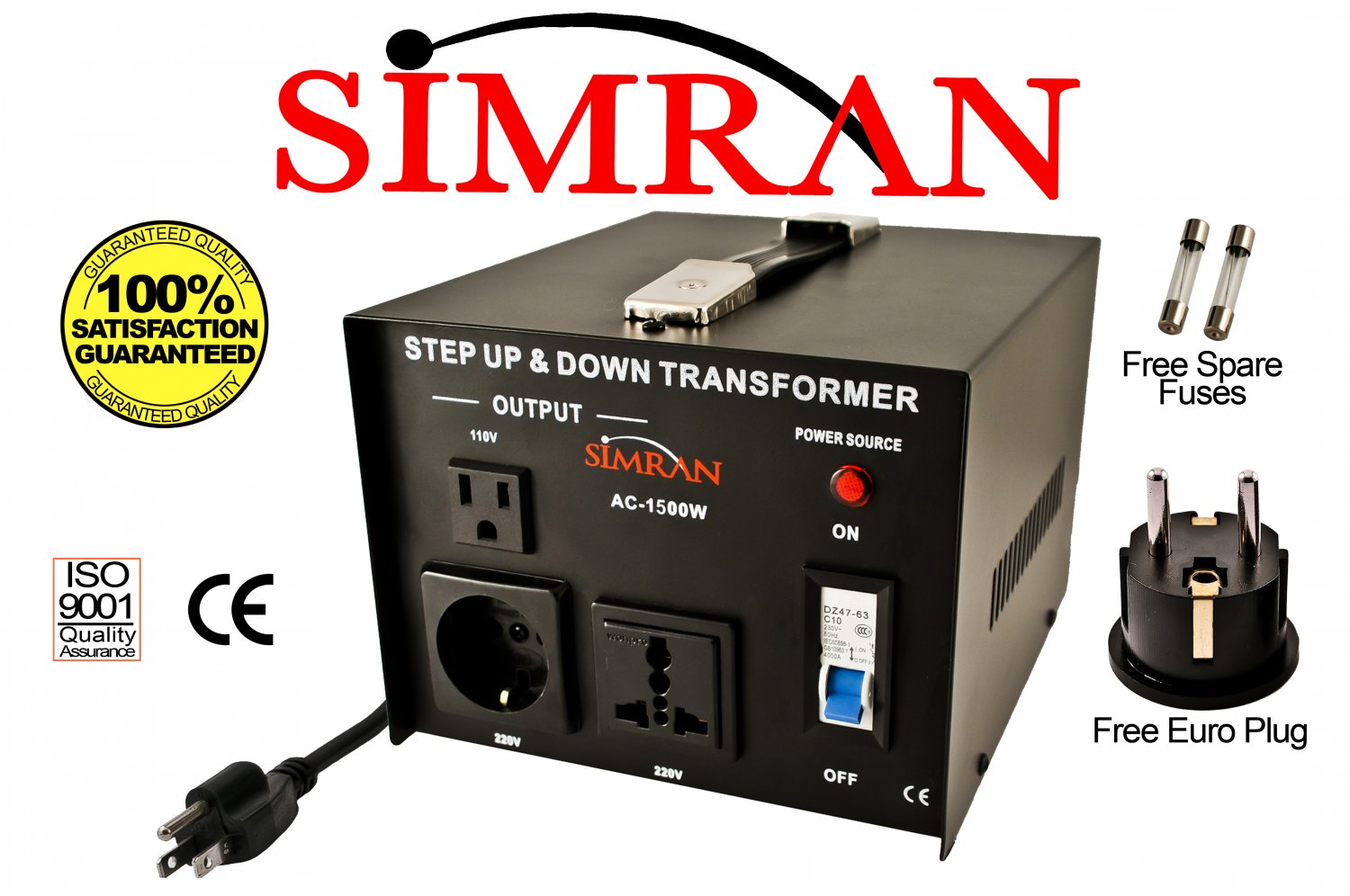 Simran AC-1500 Watt Voltage Transformer Heavy-Duty, CE Approved, with ...