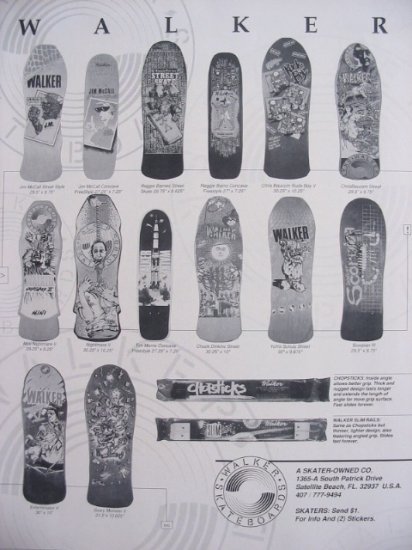 WALKER SKATEBOARD Decks Original 80s Magazine Print Ad