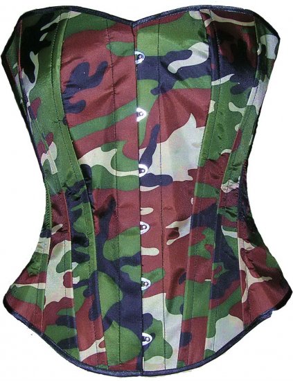 Camouflage Army CORSET BASQUE HEAVY LACING STEEL BONED basic