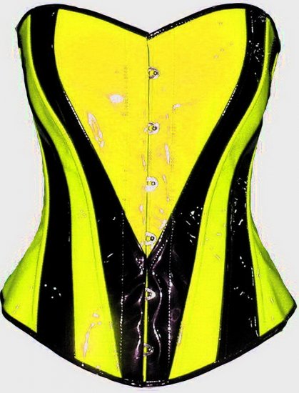 Neon Yellow Black corset BASQUE PVC Gothic Fetish Rave