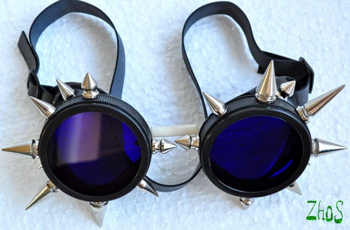 Cyber Goth Goggles Glasses 18 Spikes CyberPunk Industrial Noise Dark Wave