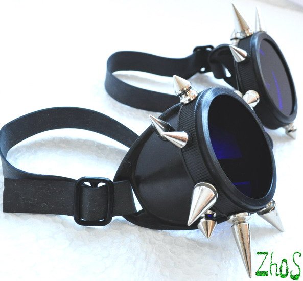 Cyber Goth Goggles Glasses 18 Spikes CyberPunk Industrial Noise Dark Wave