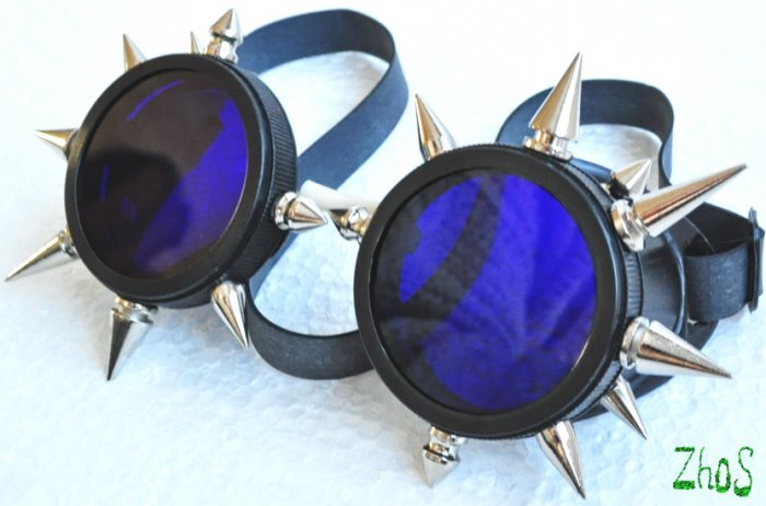 Cyber Goth Goggles Glasses 18 Spikes CyberPunk Industrial Noise Dark Wave