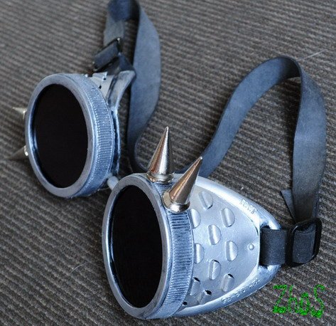 Cyber Goth Goggles Glasses 4 Spikes Silver Punk Industrial Noise Dark ...