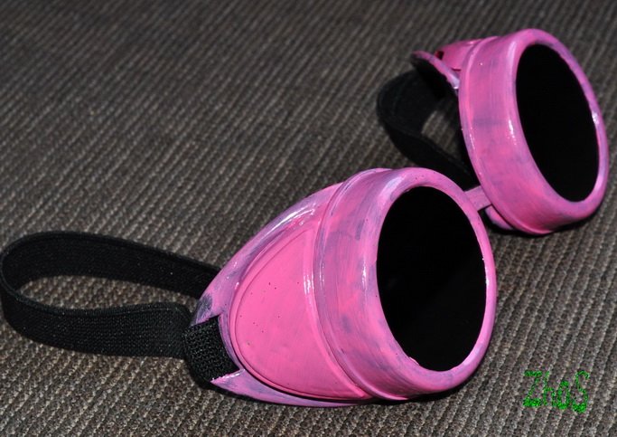 Steampunk Cyber Goggles Glasses Cosplay Anime Larp Rave Halloween Pink 180