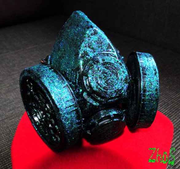 Black Cyber Mask Cyber Goth Respirator Gas Mask Sheen DARK GREEN