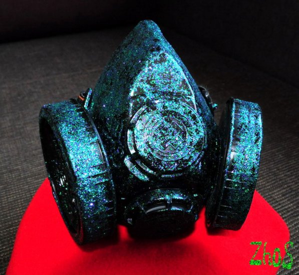 Black Cyber Mask Cyber Goth Respirator Gas Mask Sheen DARK GREEN