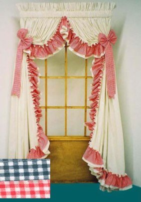 AMY DOUBLE RUFFLED GINGHAM CURTAINS - 100 W x 45 L