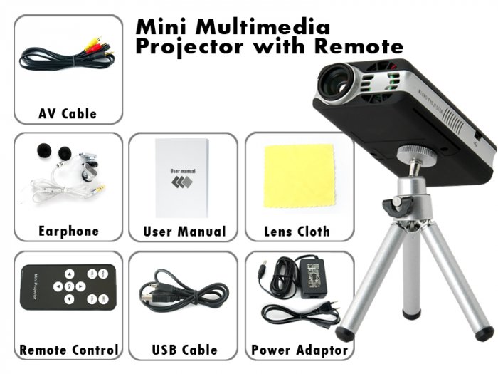 Mini Multimedia Projector with Remote
