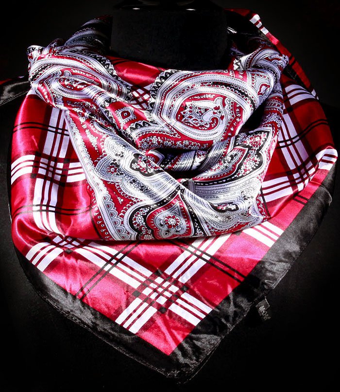 Red Fashion Scarf Satin Square Scarf 30% Silk 70% Polyester 36 Inch X ...