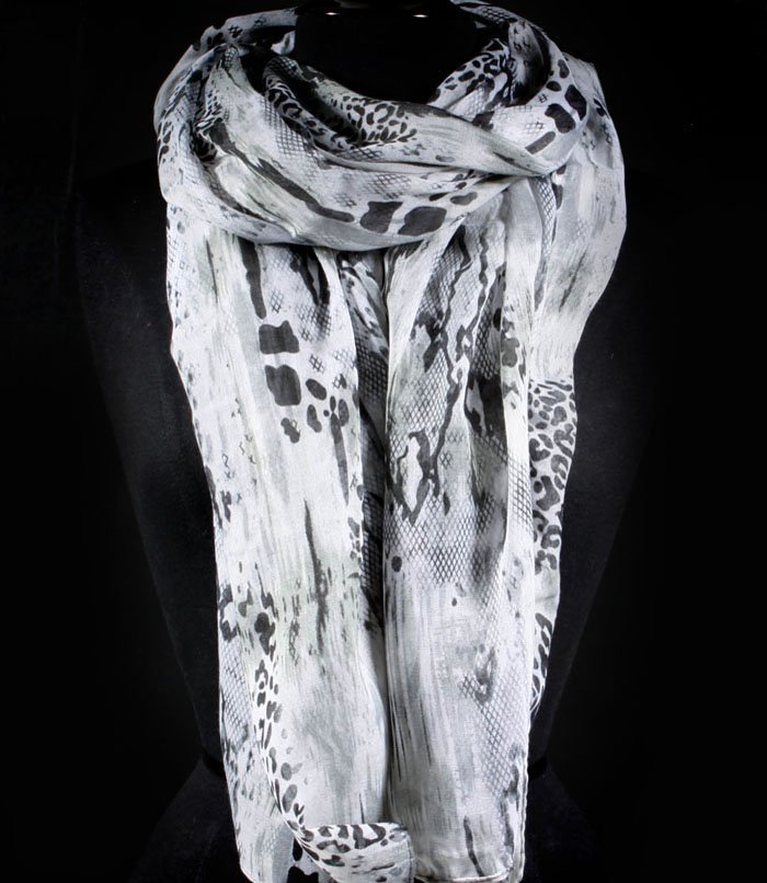 Gray Fashion Scarf Snake Print Scarf 100% Polyester 43 Inch X 71 Inch ...