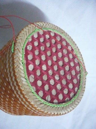 Thai Lao Rattan and Bamboo Sticky Rice Serving Basket #CO