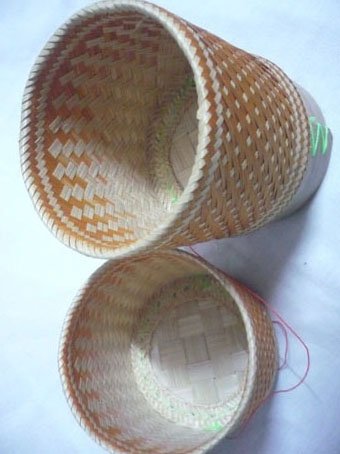 Thai Lao Rattan and Bamboo Sticky Rice Serving Basket #CO
