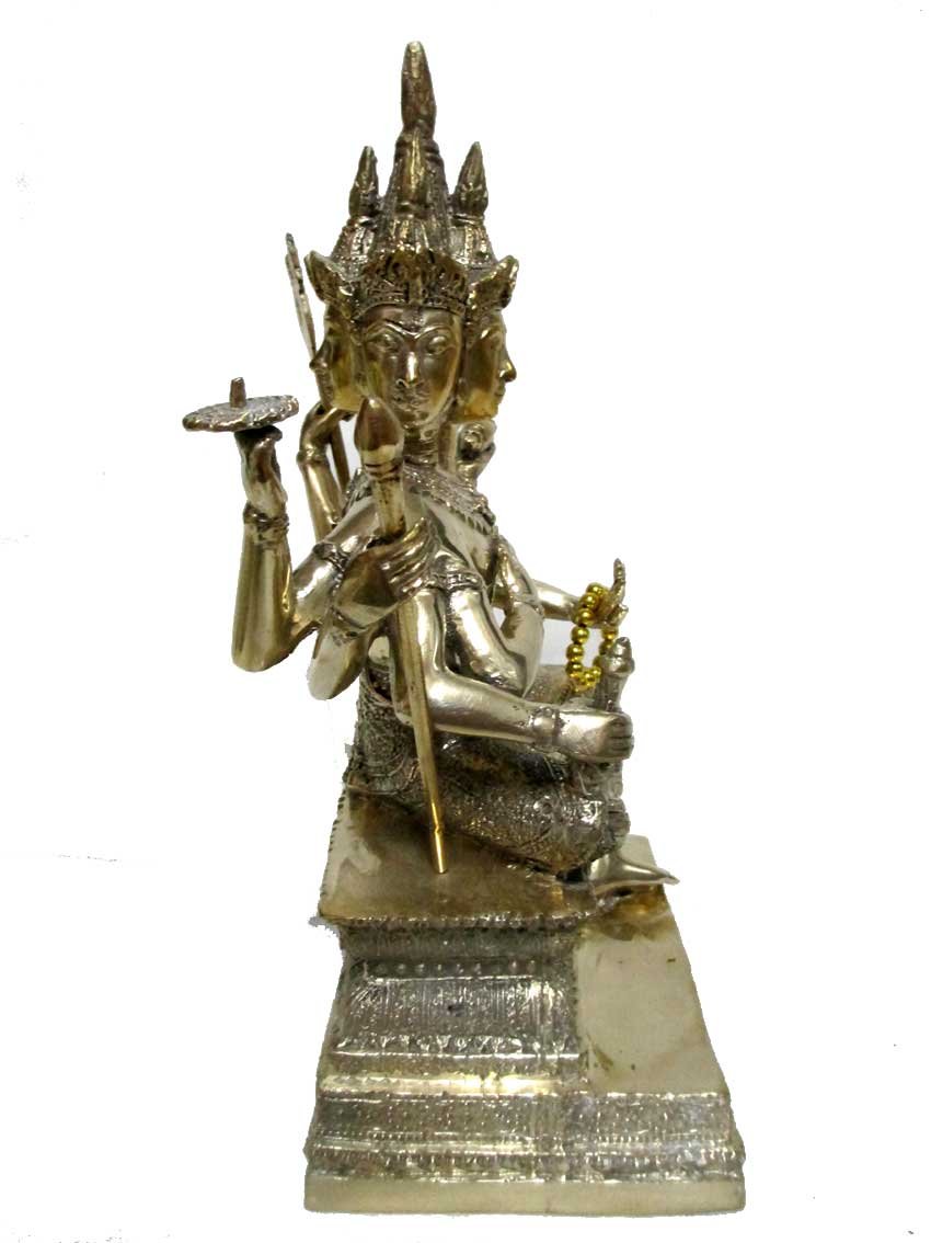 Pra Phrom 4 Face/ Brahma Hindu God Brass Statue : Size 11"