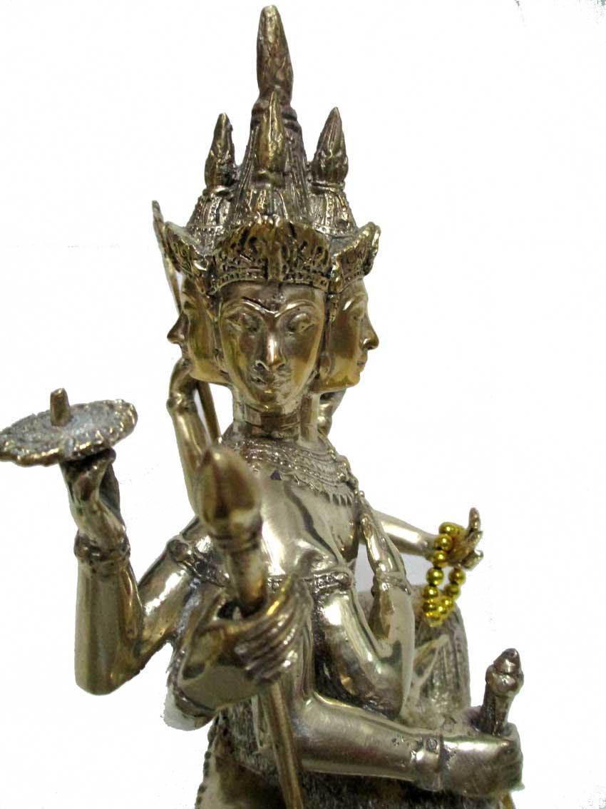 Pra Phrom 4 Face/ Brahma Hindu God Brass Statue : Size 11"