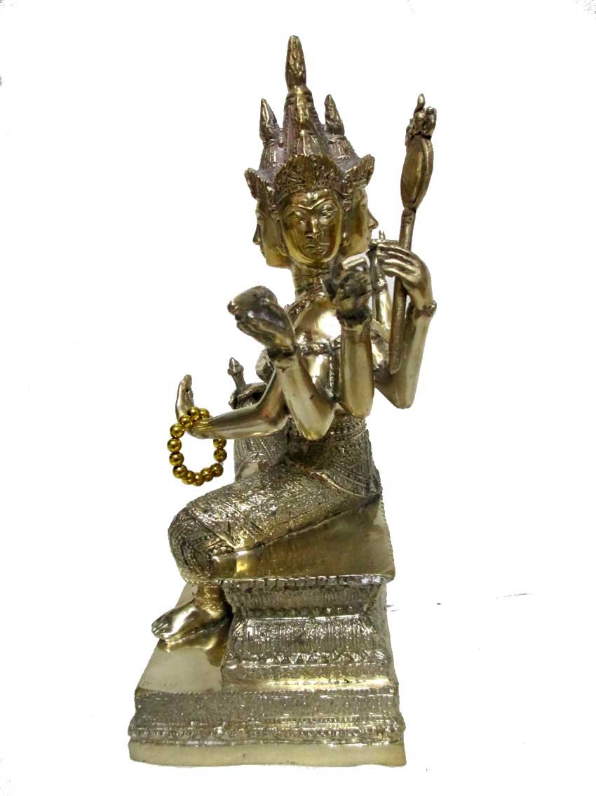 Pra Phrom 4 Face/ Brahma Hindu God Brass Statue : Size 11"