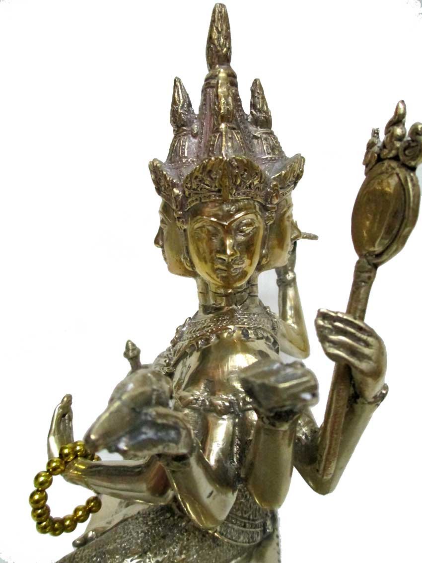 Pra Phrom 4 Face/ Brahma Hindu God Brass Statue : Size 11"