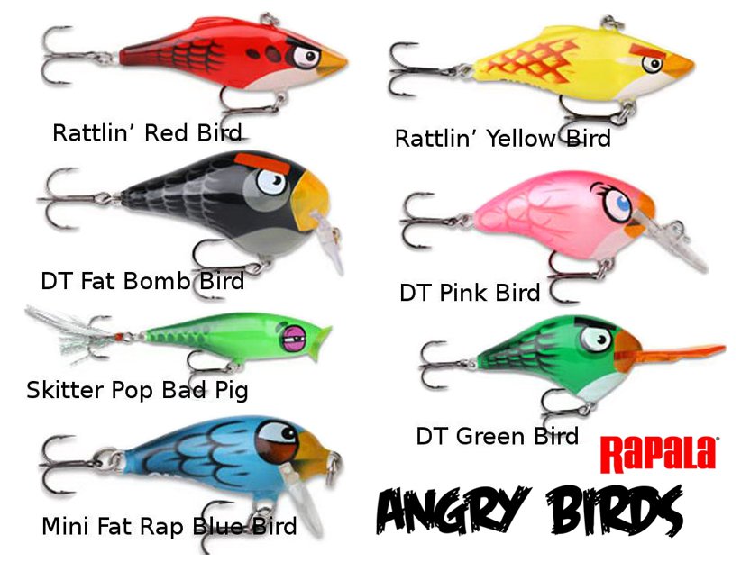 7x Rapala Angry Birds Fishing Lures Limited Edition / Full Set