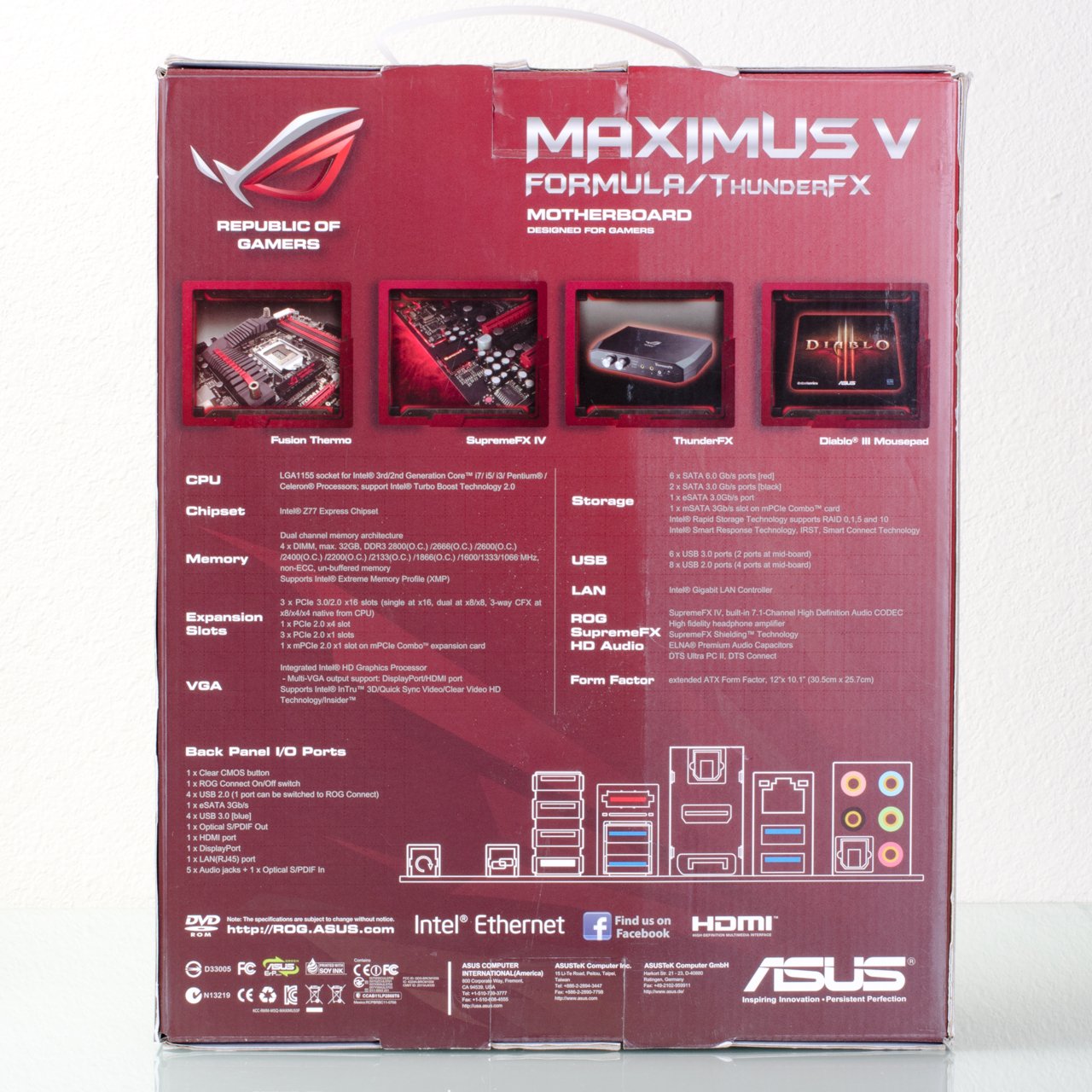 ASUS Maximus V FORMULA/THUNDERFX LGA 1155 Intel Z77 HDMI SATA 6Gb/s USB ...