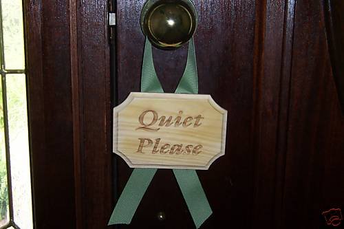 Wood engraved sign "Quiet Please" great 4 spa room