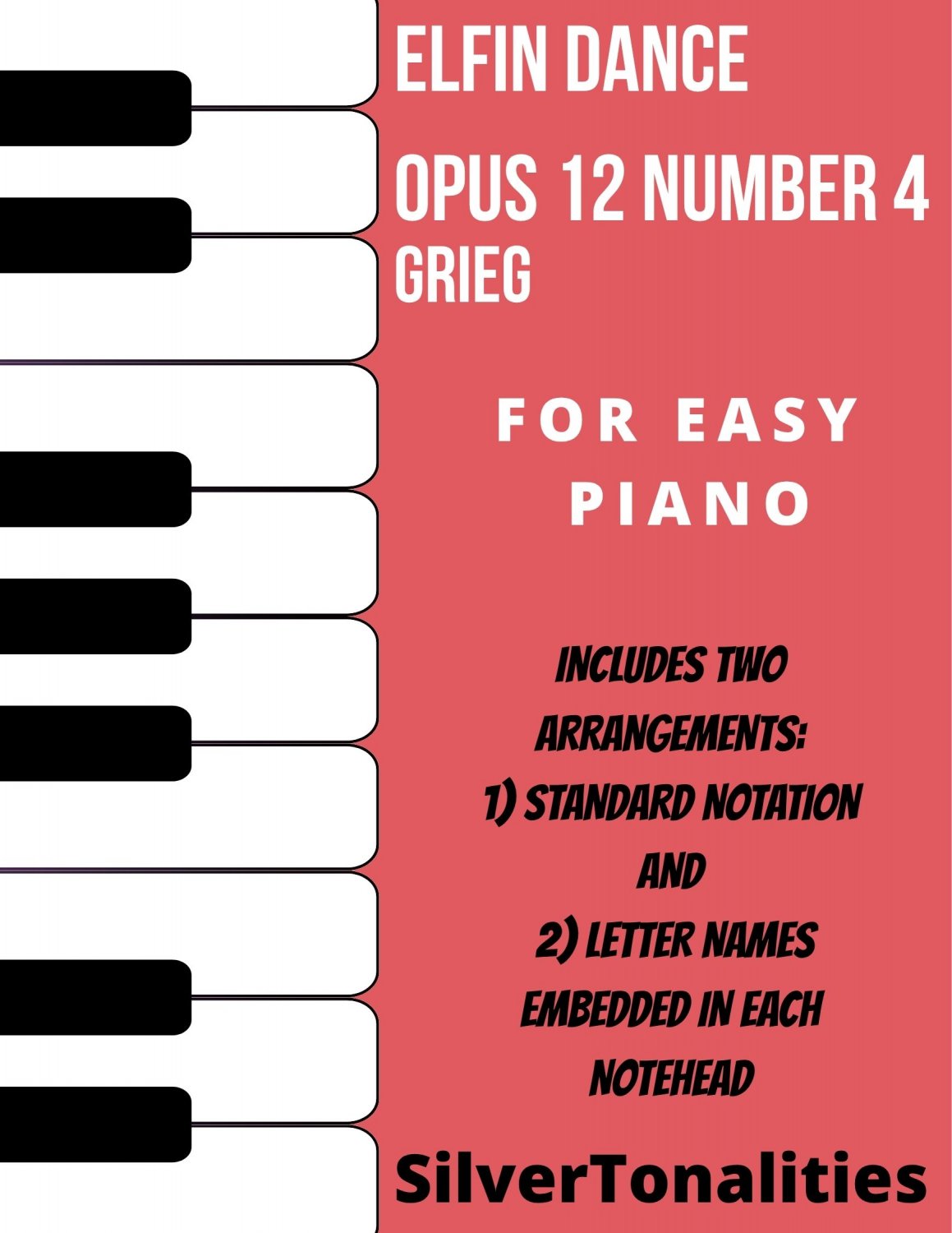 Elfin Dance Opus 12 Number 4 Easy Piano Sheet Music Combo