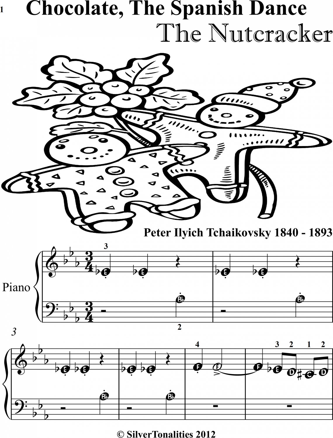 Chocolate the Spanish Dance Nutcracker Suite Beginner Piano Sheet Music