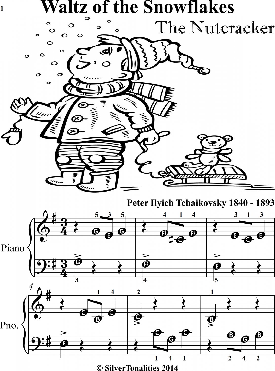 Waltz of the Snowflakes the Nutcracker Suite Beginner Piano Sheet Music ...
