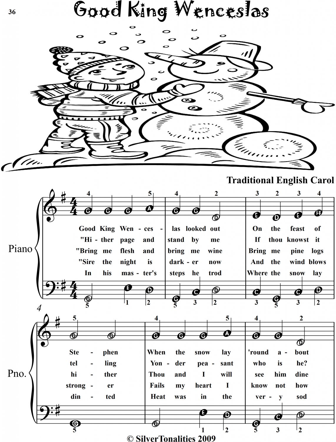 Good King Wenceslas Easy Piano Sheet Music 2nd Edition