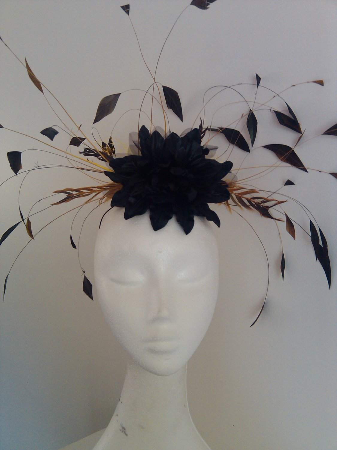 Elegant Black & Yellow Headpiece,Fascinator,Wedding,Races