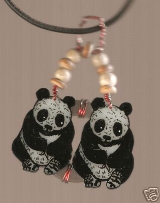 PANDA WIRE WRAPPED HANDPAINTED ZOO CHINA NECKLACE