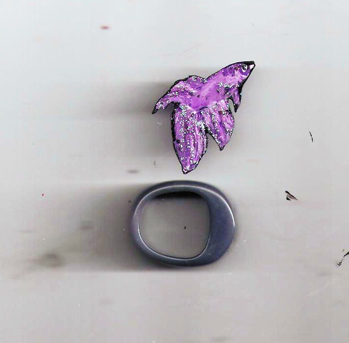 BETTA TROPICAL FISH HANDPAINTED RING PURPLE