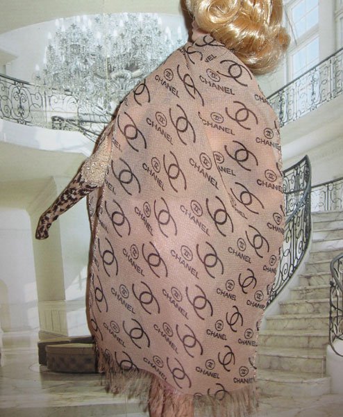 Coco Chanel Scarf Leopard Print Gloves for OOAK Barbie Silkstone ...