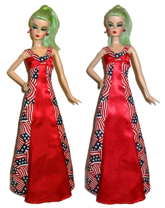 Barbie OOAK Patriotic July 4th Dress w. American Flags for Model Muse ...
