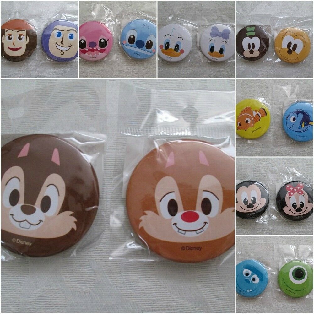 NIP Set of 2 Disney Goofy & Pluto Face Pin Back Buttons Badges