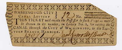 Washington Canal Lottery Ticket, c.1800