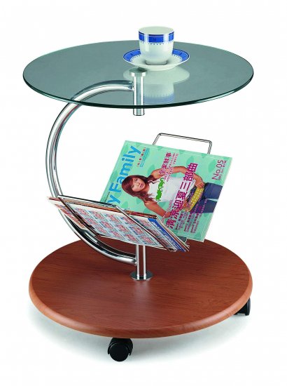 Modern Contemporary Glass Top End Table & Magazine Rack
