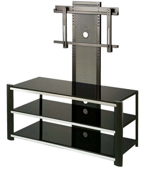 Modern LCD Plasma TV Stand with Mount Black Glass Shelf