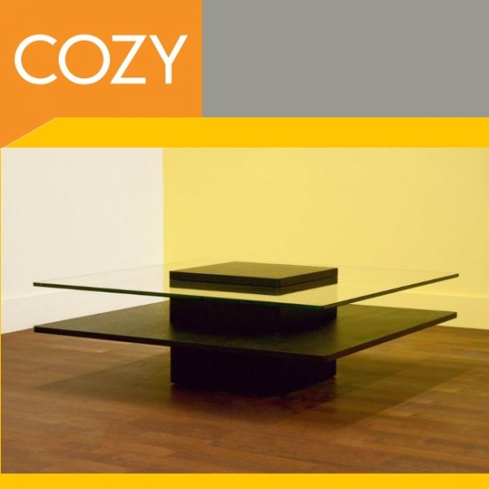 ZEN Modern Wenge Wood & Glass Top Coffee Table