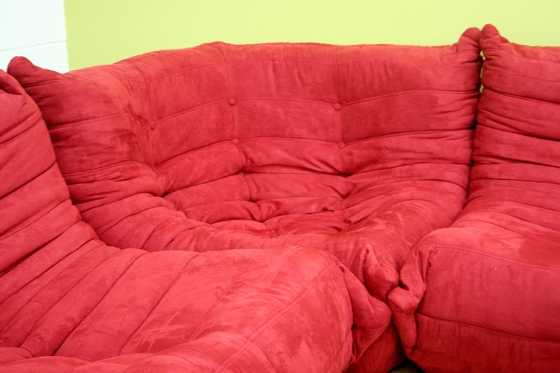 Modern Red Slouch Couch Modular Sectional Sofa Set