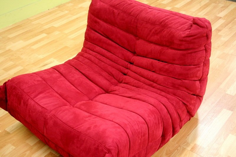 Modern Red Slouch Couch Modular Sectional Sofa Set