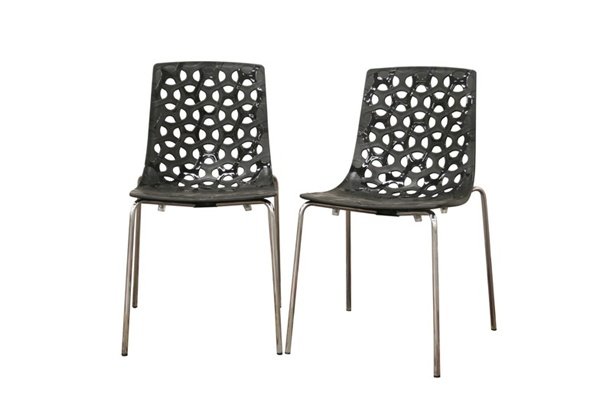 Modern Plastic & Steel Dining Chairs Set Overlap Design