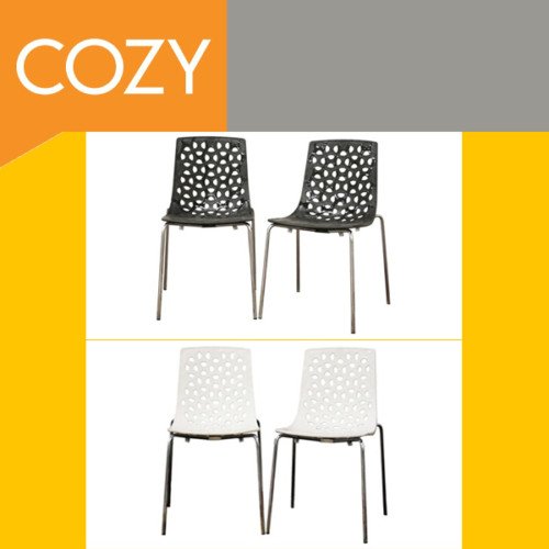 Modern Plastic & Steel Dining Chairs Set Overlap Design